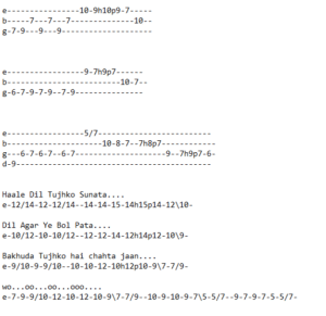 Hale Dil Guitar Tabs